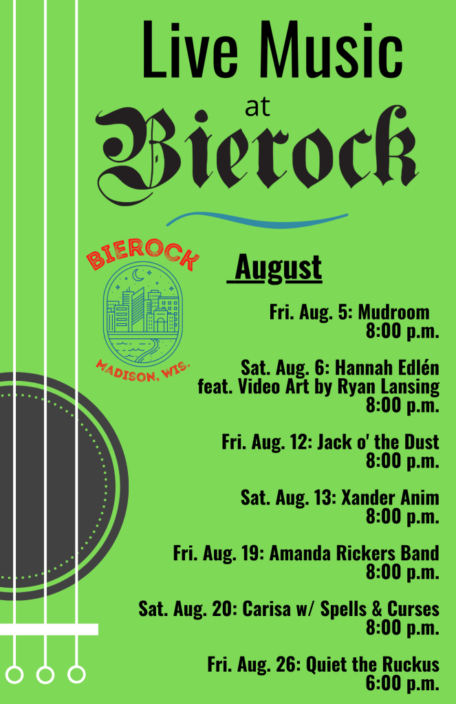 August Live Music Schedule | Bierock Madison Music