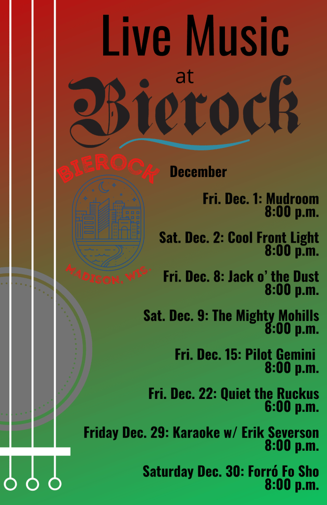 Bierock December 2023 Live Music Schedule | Bierock Madison